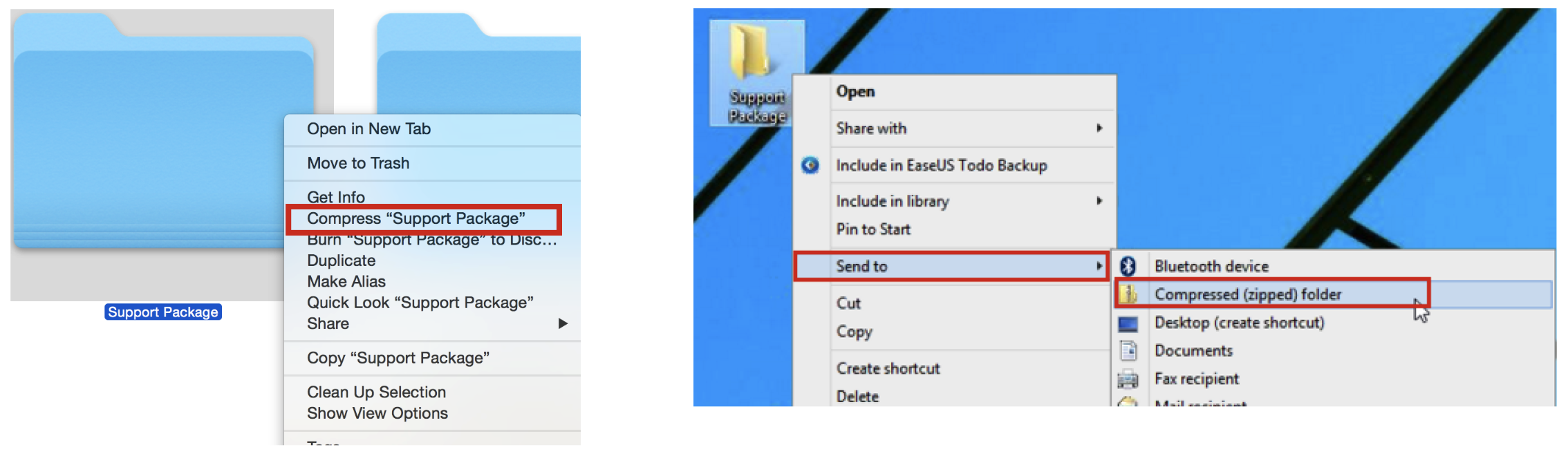 Create a Support Package – Support site