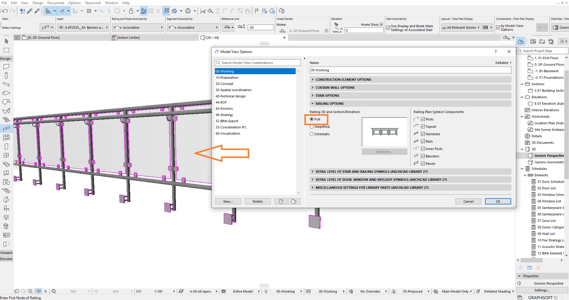 Railing shows only in glass? – Support site