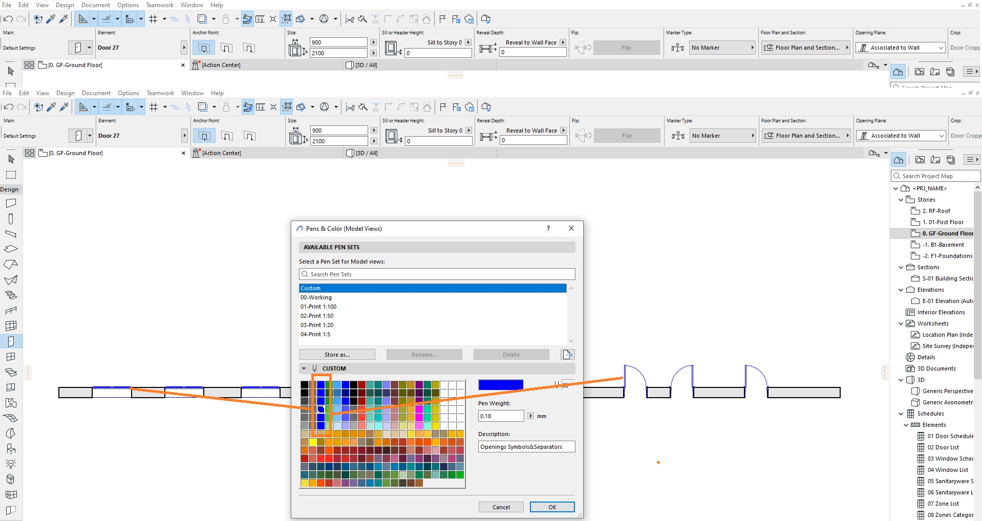 How to change pen settings for multiple windows in Archicad – Support site