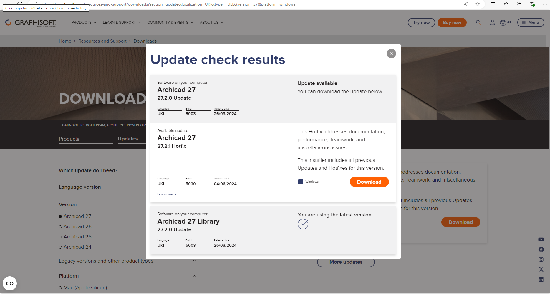 How do I update my Archicad – Support site