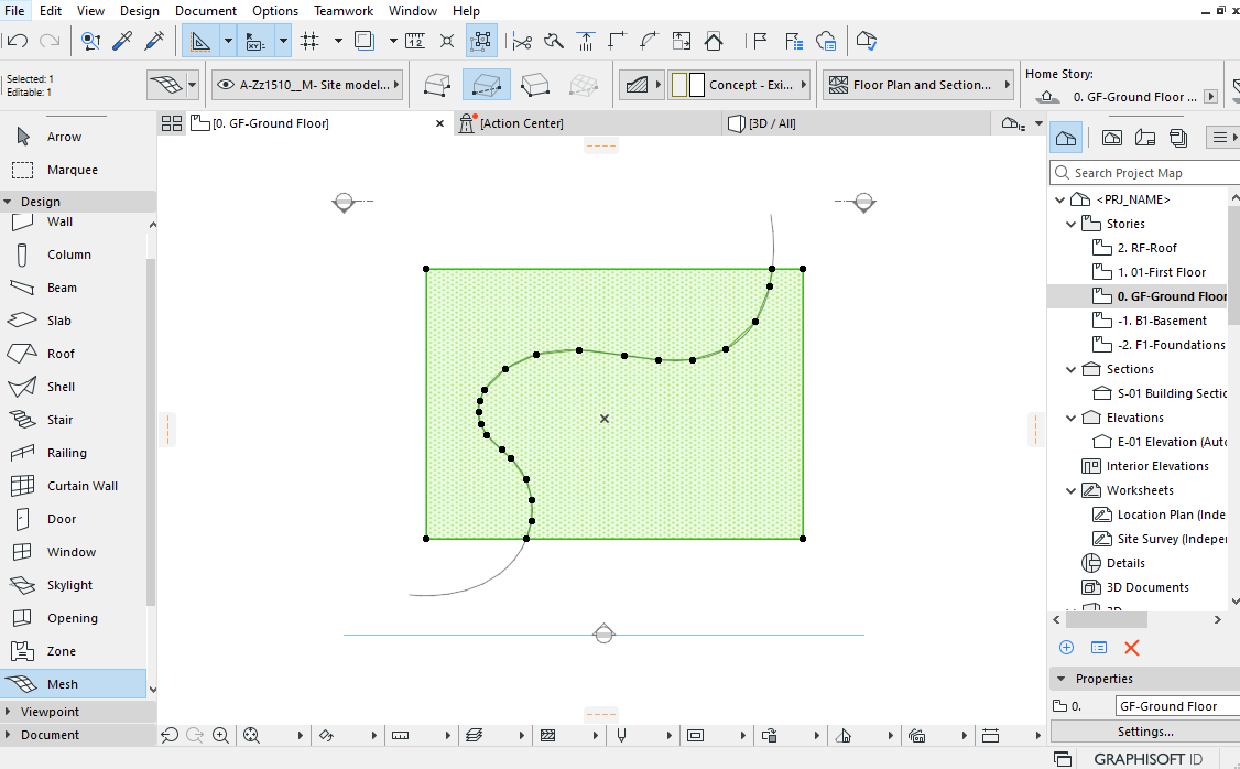 How do you create a string of nodes to represent a contour on a mesh ...