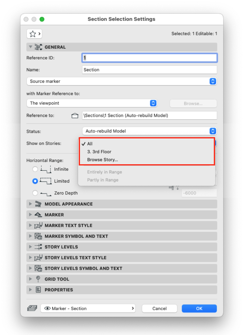 Can I make the Section Markers visible on certain stories only ...