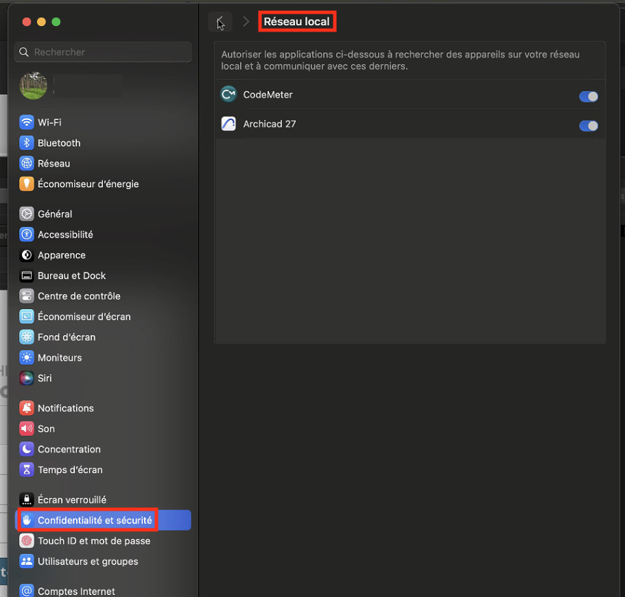 Mac OS Sequoia - Impossible de se connecter au BIMcloud – Site de Support