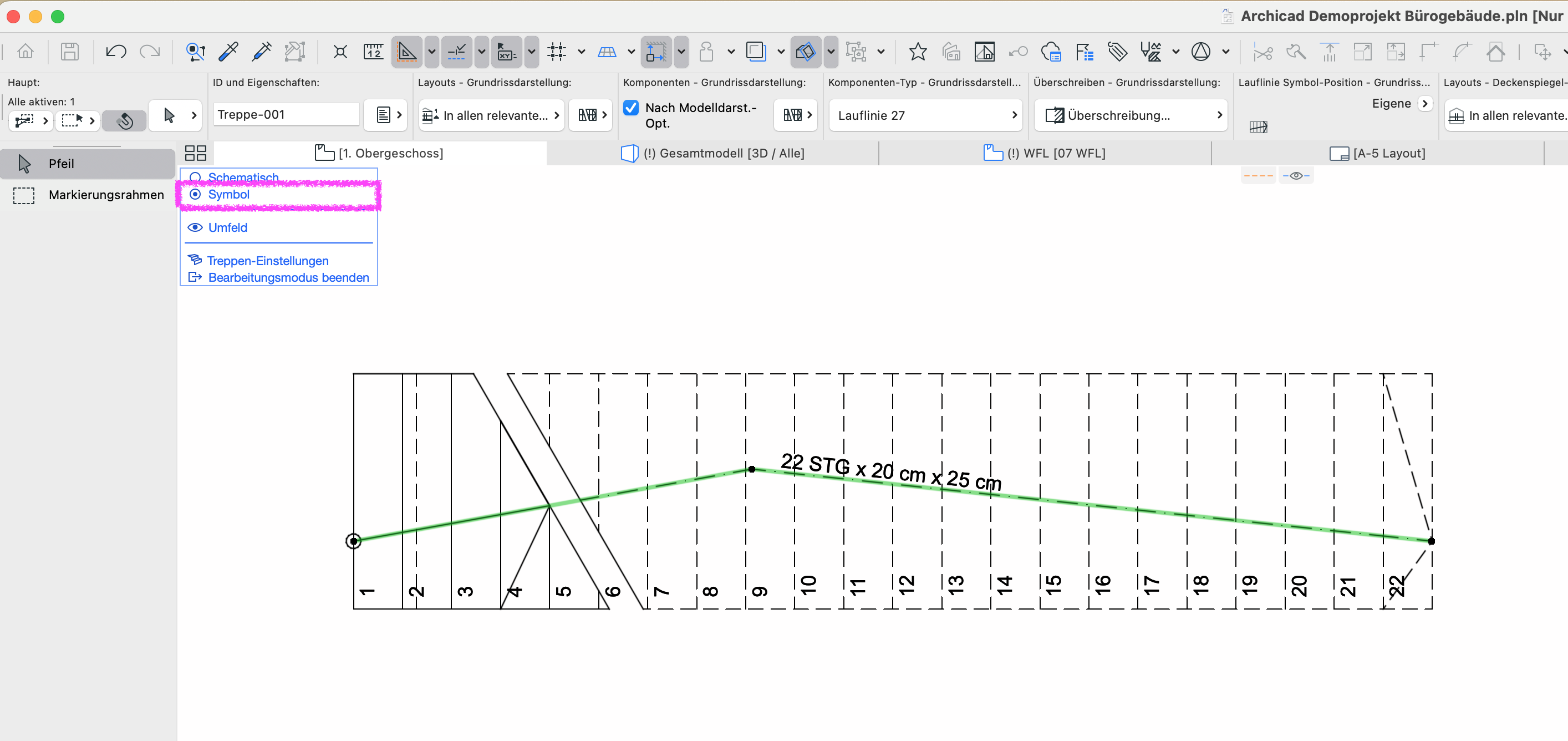 Lauflinie der Treppe falsch – Support Site