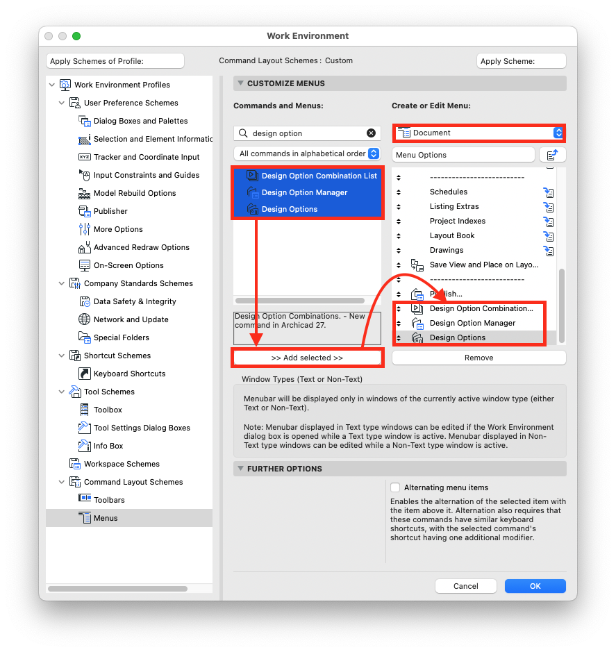 Design Options palette is missing from menus after migrating project ...