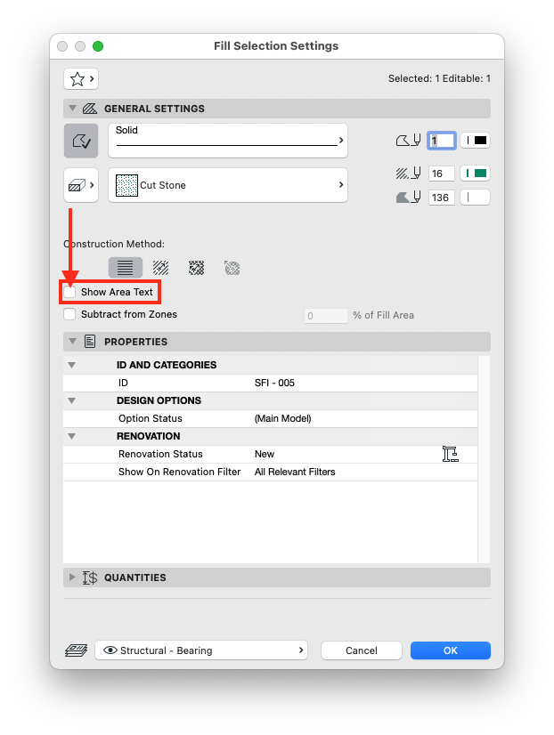 Why is the area text automatically added when drawing Fills? – Support site