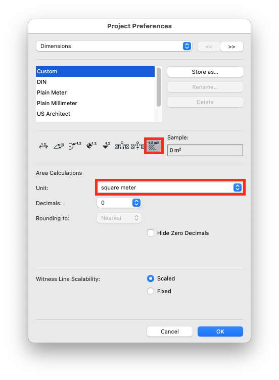 How to change the units of area measurement in fills? – Support site