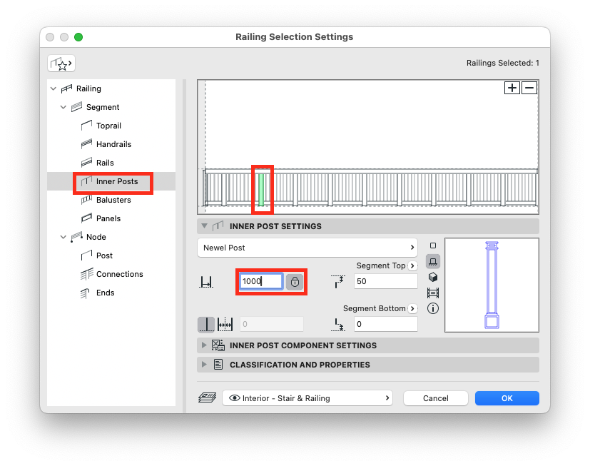 How to create a railing with varying inner post distances? – Support site