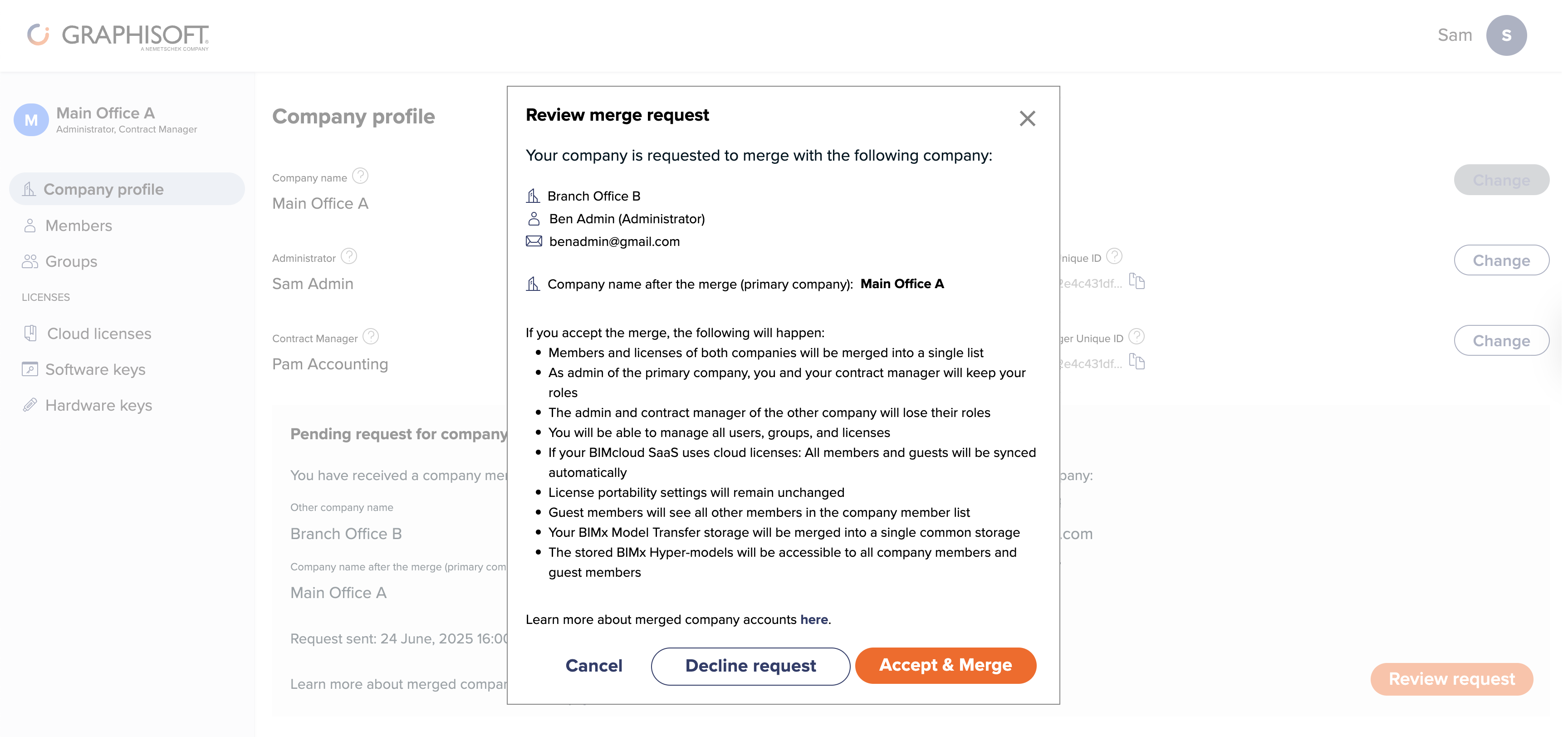 Graphisoft ID Company Merge – Support site