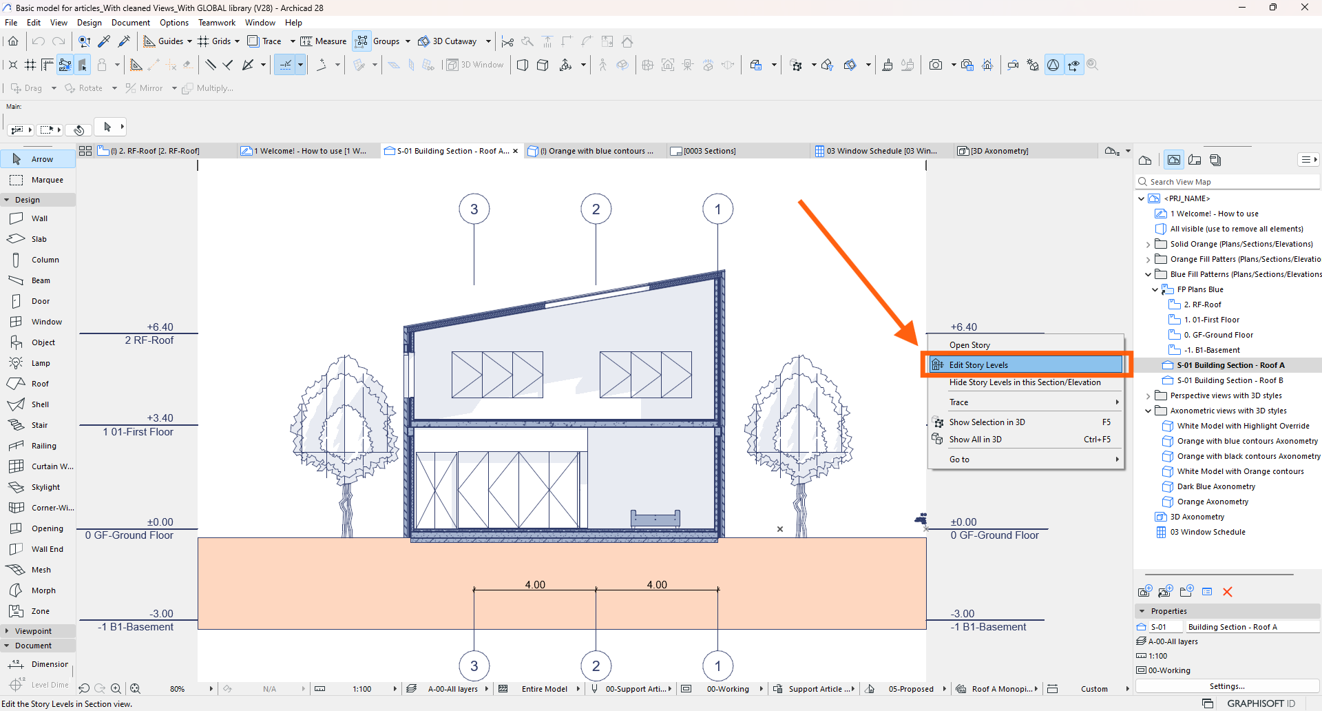 Moving all Story Levels in a project – Support site