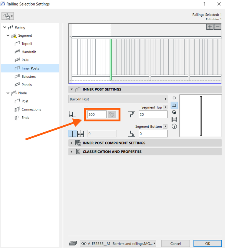 Railing's Inner posts do land on Stair's steps – Support site