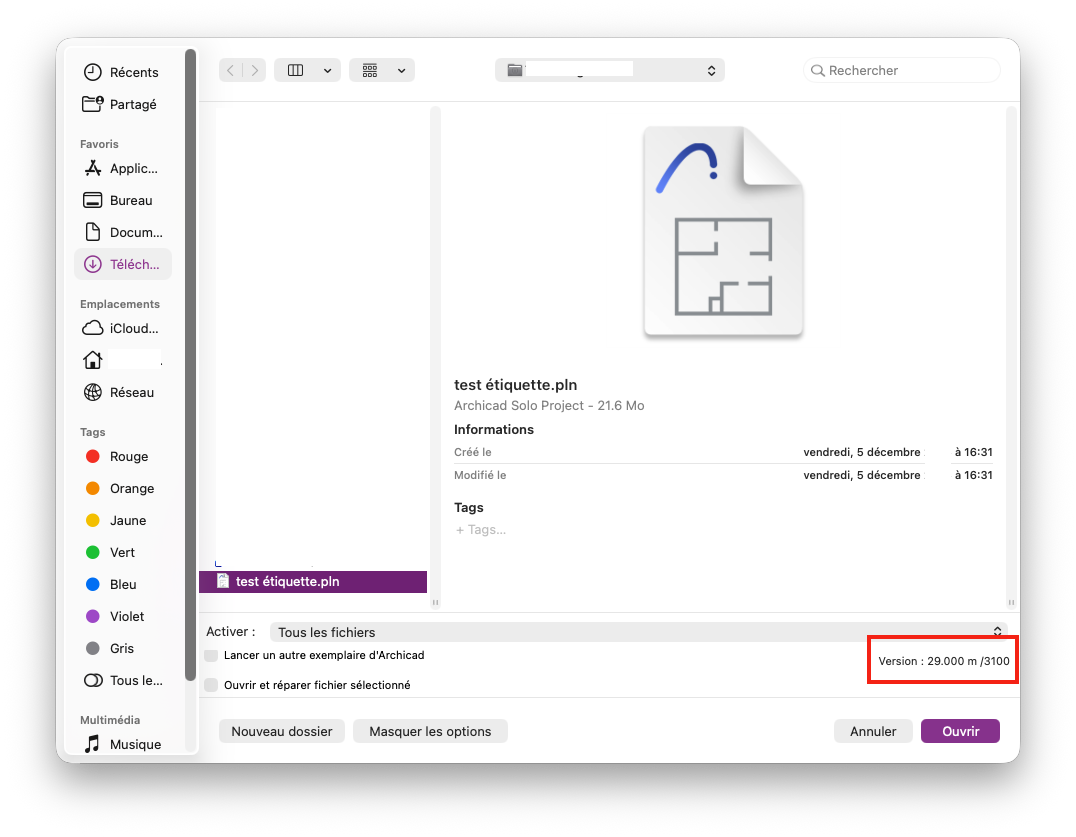 Ouvrir un ancien projet Archicad – Site de Support