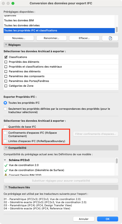 L'export IFC se fige – Site de Support