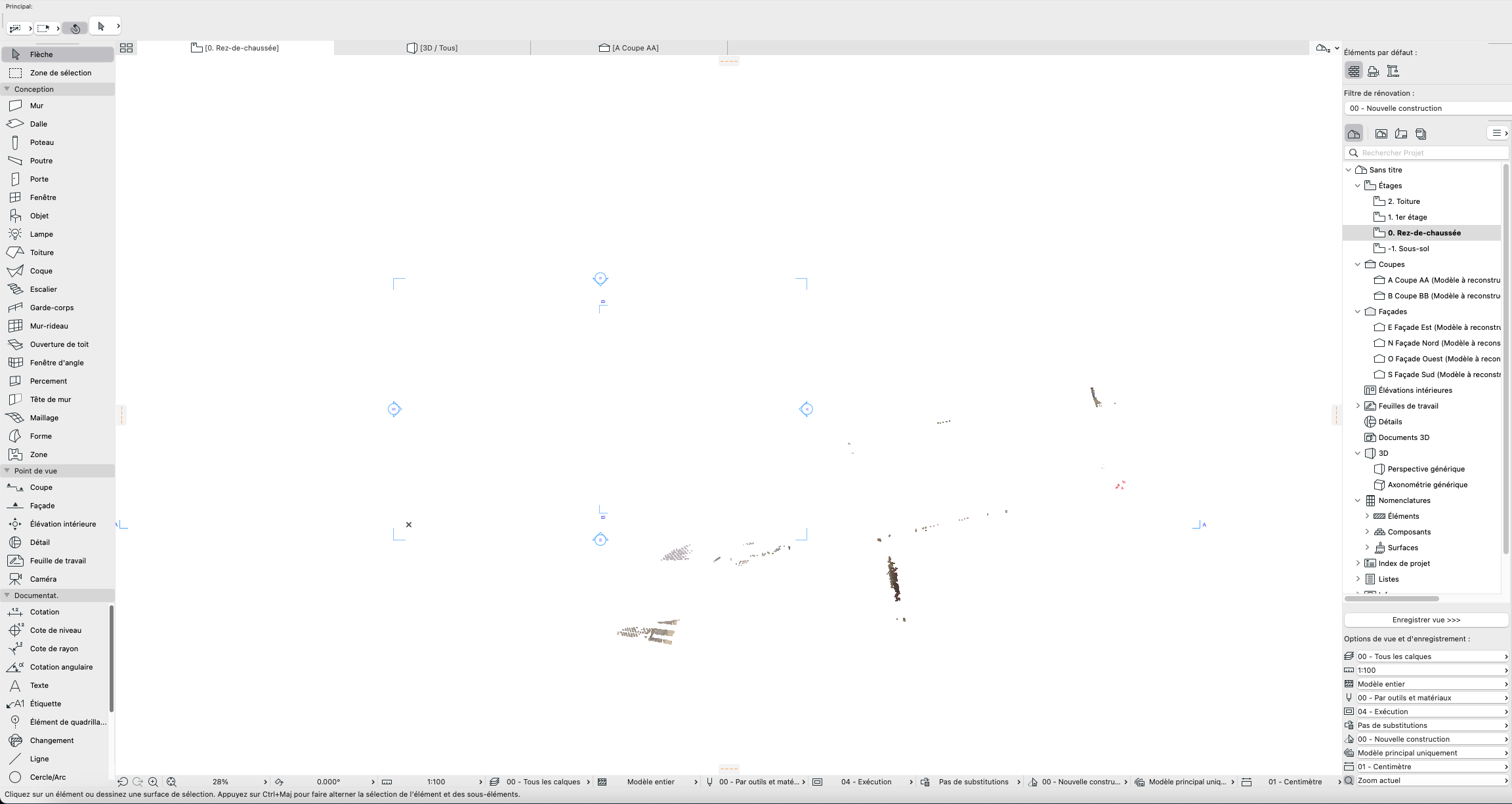 Le nuage de points est invisible ou peu visible en plan – Site de Support