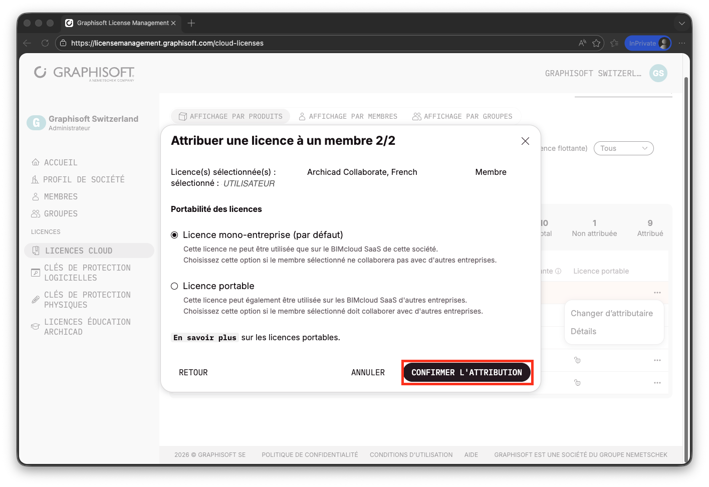 Licence nominative - Attribuer une licence à un compte Graphisoft ID ...